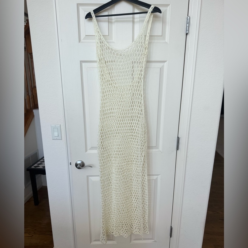 Meshki Cream Crochet Maxi Dress Resort Wear - Gem